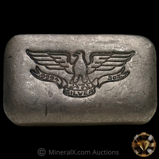 3oz W H Foster Vintage Silver Bar With Deak Triangle Counterstamp ...
