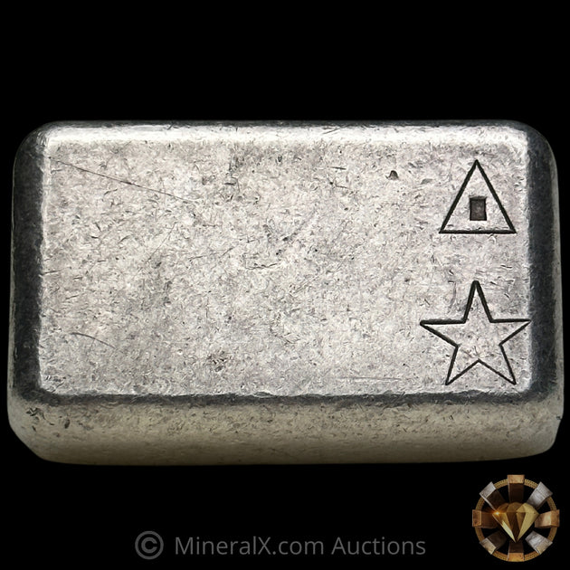 5oz W H Foster Vintage Silver Bar With Deak Triangle and Star Counters ...