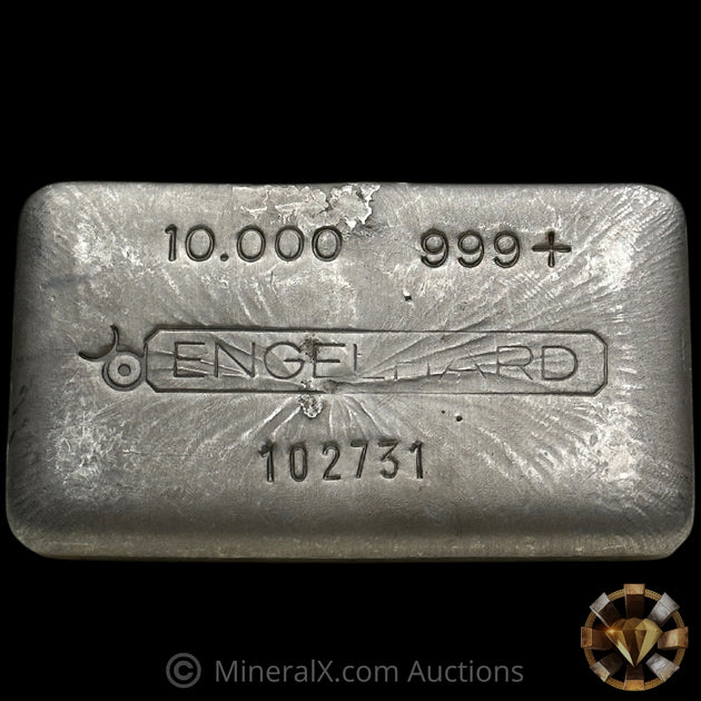 10oz Engelhard 2nd Series 6 Digit (Left Side "10.000") Bull Logo Vinta ...