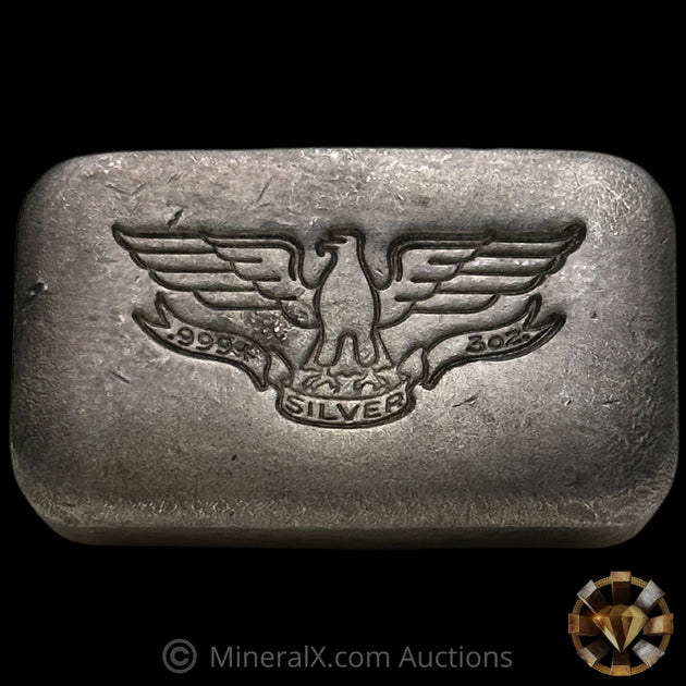 3oz W H Foster Vintage Silver Bar With Deak Triangle Counterstamp ...
