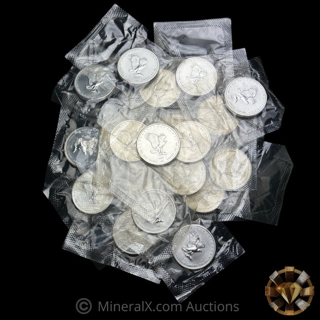 x20 1oz 1982 Vintage Eagle Monex Silver Coins Mint in Original Seals M ...