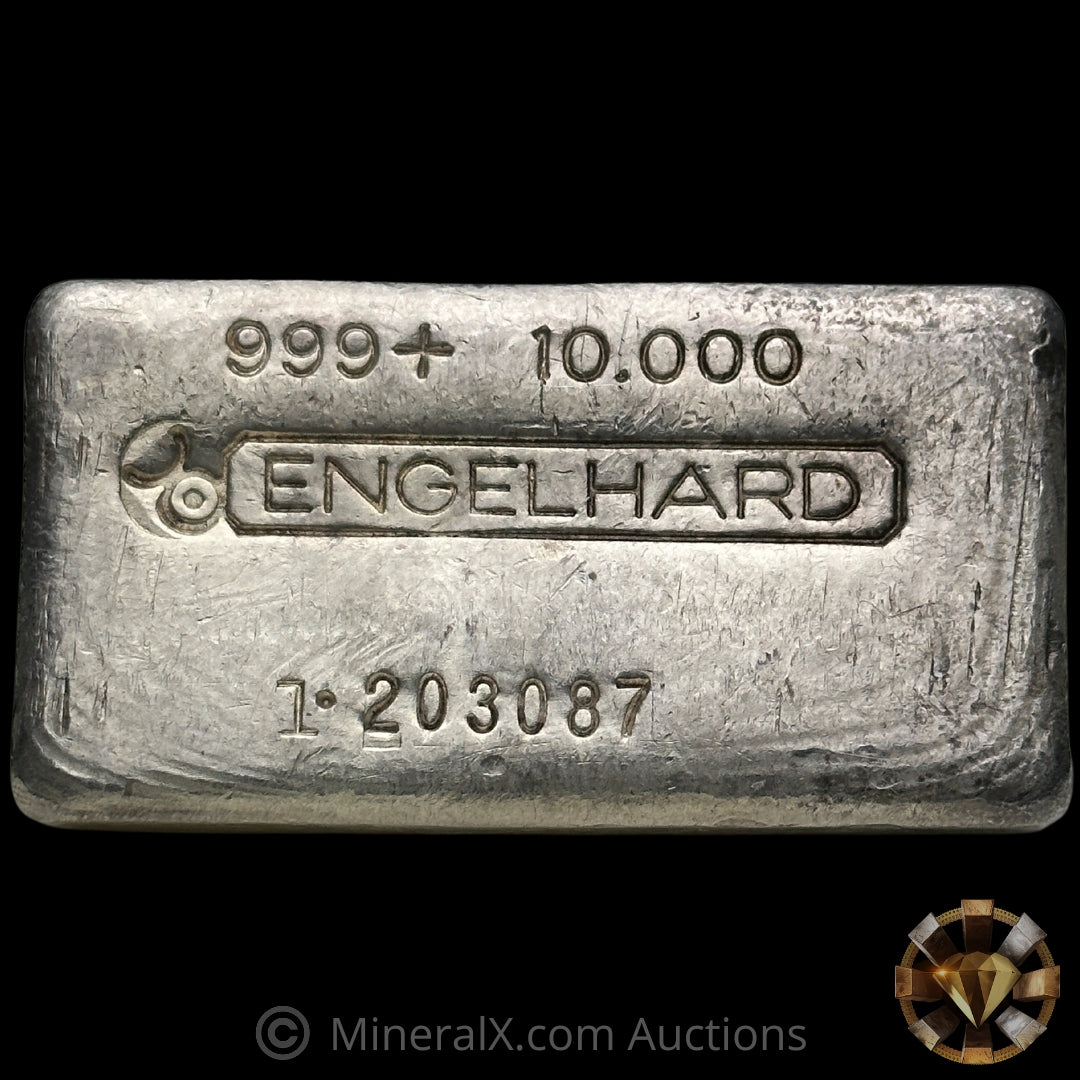 10oz Engelhard Bull Logo Vintage Silver Bar with Unique "1." Leading S ...