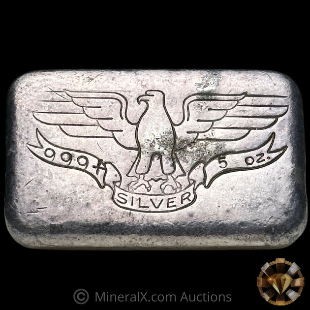 5oz W H Foster Vintage Silver Bar with Triangle Star & Rare Deak Count ...