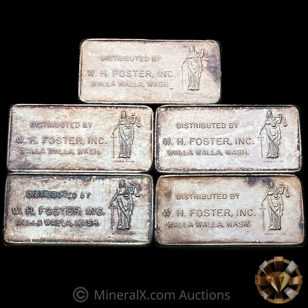 x5 3oz 1968 W H Foster Complete Serial Numbers Matching Vintage Silver ...