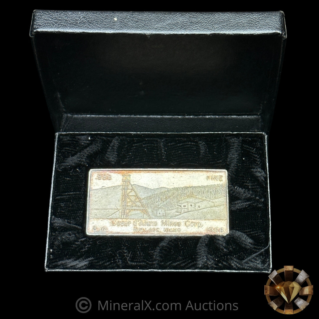 3oz 1968 W H Foster Vintage Silver Bar with Original Black Velvet Box ...