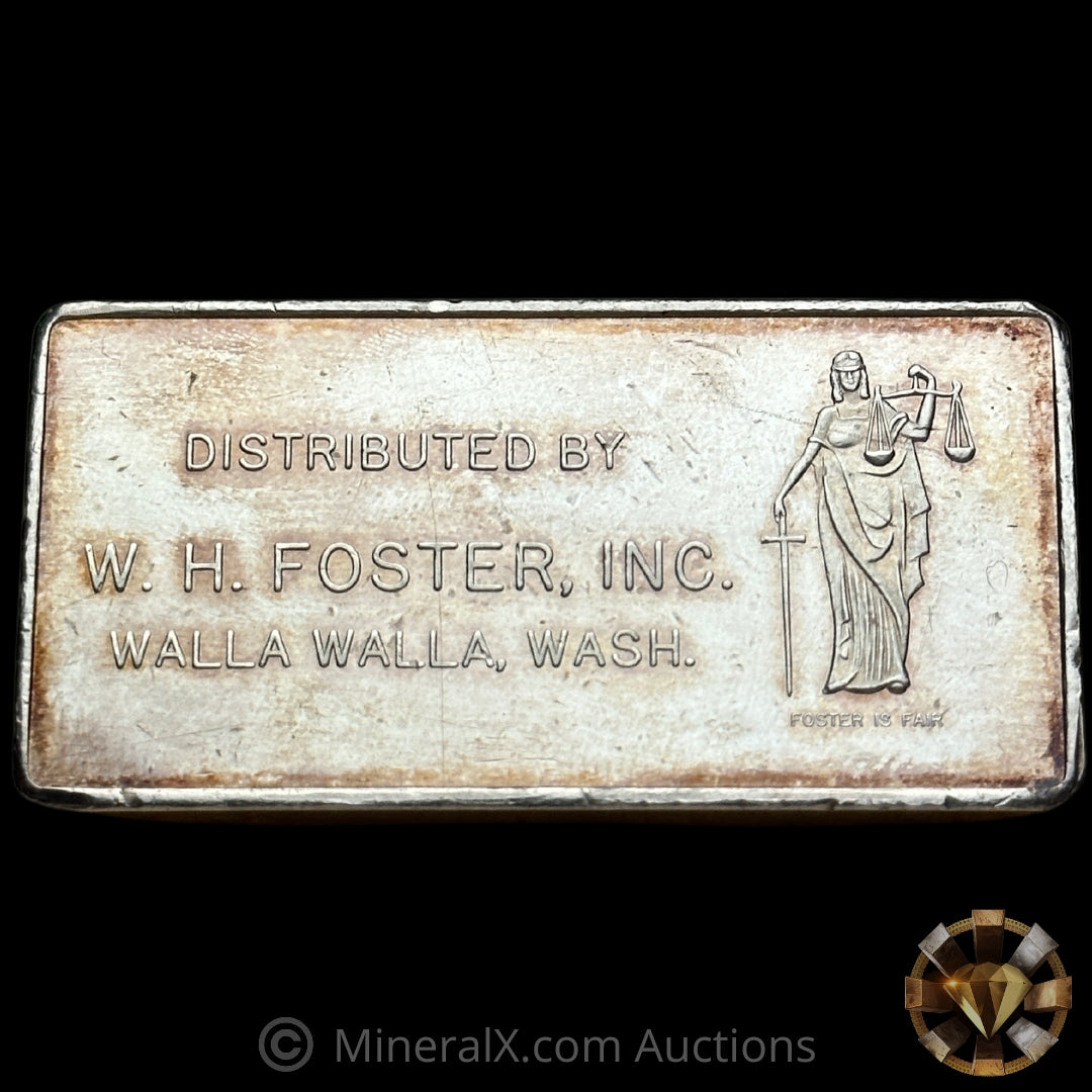 3oz 1968 W H Foster Vintage Silver Bar with Original Black Velvet Box ...