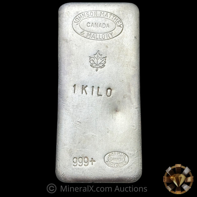 Kilo Johnson Matthey Mallory Tight 999+ Purity Stamp With Maple Leaf V ...