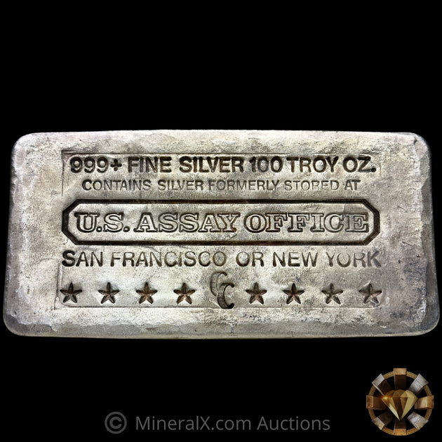100oz US Assay Office San Francisco New York Vintage Silver Bar – MineralX