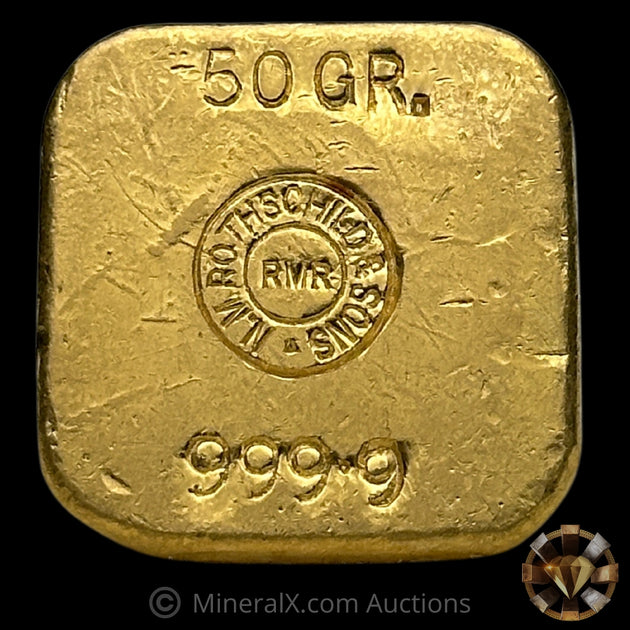 50g (1.6oz) N M Rothschild & Sons Vintage Gold Bar – MineralX