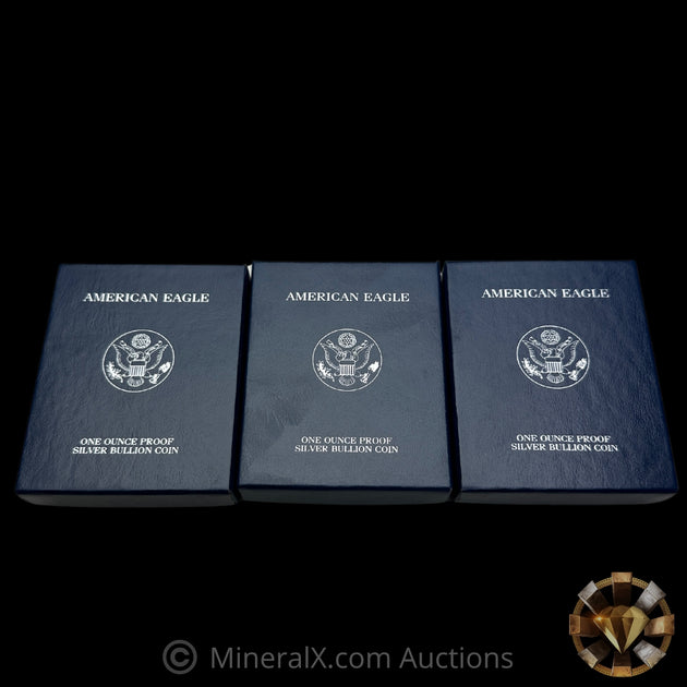 x3 1oz (x2 2003, x1 2005) ASE American Silver Eagles Silver Coins With ...