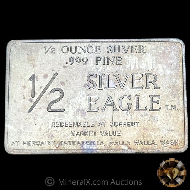 1/2oz 1969 W H Foster Hercaimy Variety Silver Eagle Vintage Silver Bar ...