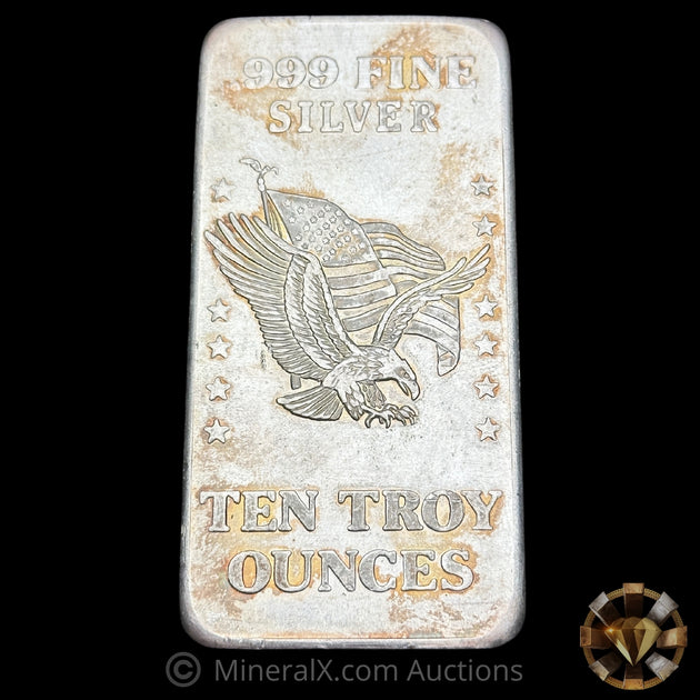 10oz 1981 US Assay Office Strategic Stockpile Silver Vintage Silver Ba ...