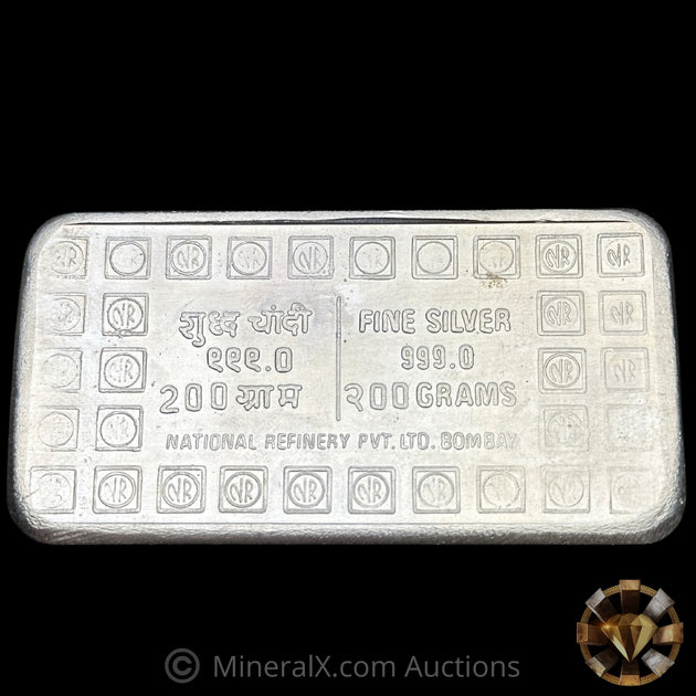 200g National Refinery Pvt Ltd Bombay Silver Bar – MineralX