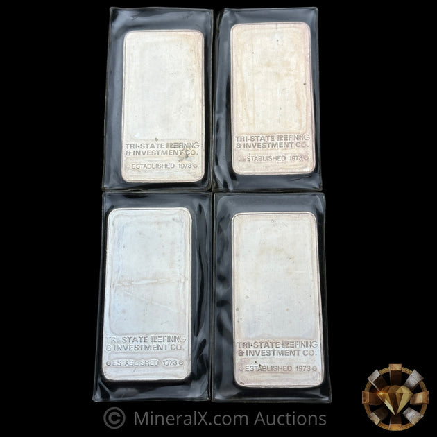 x4 5oz (20oz) Tri State Refining Vintage Silver Bars In Original Seals ...
