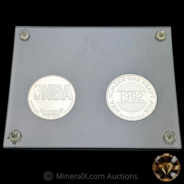 x2 1oz 1993 Shaquille O'Neal Orlando Magic Vintage Silver Coin Set In ...
