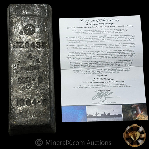 1064.6oz 1940 Authentic WW2 SS Gairsoppa Shipwreck Treasure Vintage Si ...