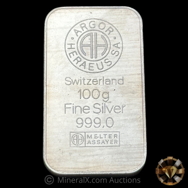 100g Argor Heraeus Vintage Silver Bar – MineralX