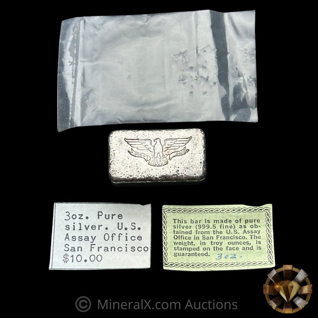 3oz W H Foster Vintage Silver Bar With Deak Triangle Counterstamp and ...
