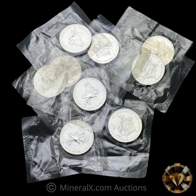 x10 1oz 1982 Vintage Eagle Monex Silver Coins Mint in Original Seals M ...