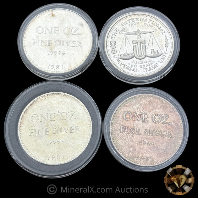 x4 1oz Hoffman And Hoffman Vintage Silver Coins (Different Varieties ...