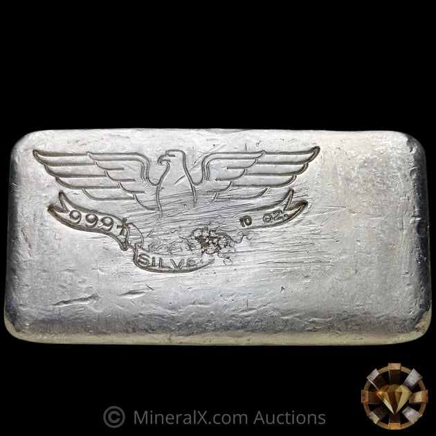 10oz W H Foster Vintage Silver Bar WIth Deak Triangle Star & Serial Co ...