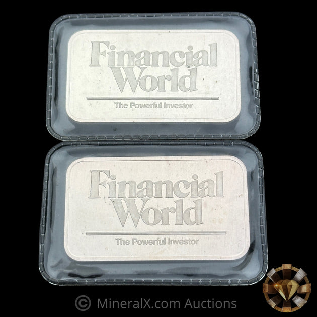 x2 1oz Johnson Matthey JM Financial World Sequential Vintage Silver Ba ...