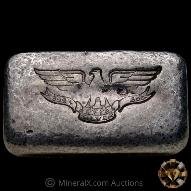 3oz W H Foster Vintage Silver Bar With Deak Triangle Counterstamp ...