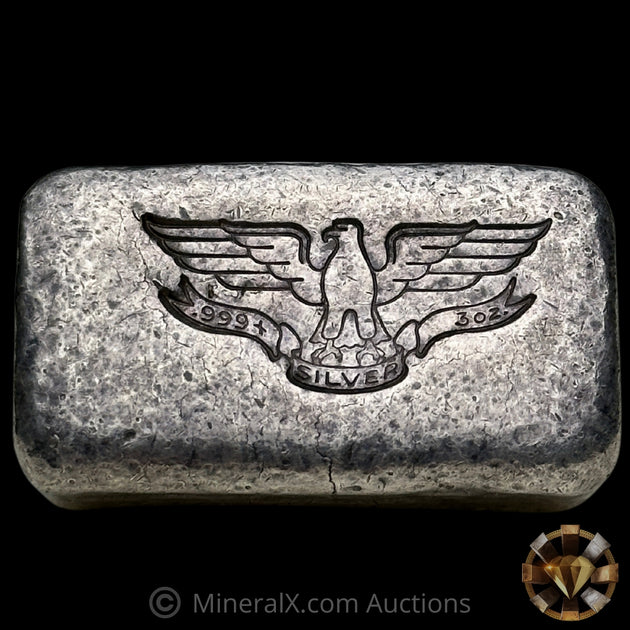 3oz W H Foster Vintage Silver Bar With Deak Triangle Counterstamp Wide ...