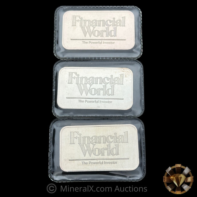 x3 1oz Johnson Matthey JM Financial World Sequential Vintage Silver Ba ...