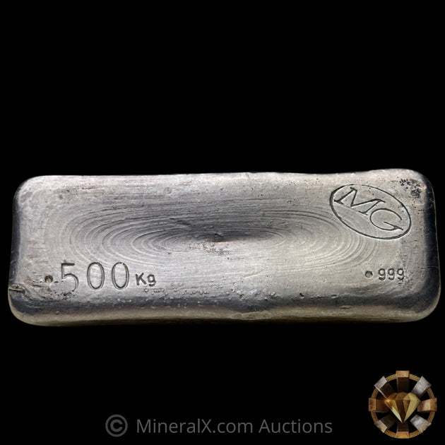 .500kg (1/2Kilo) MG Matthey Garrett Vintage Silver Bar – MineralX