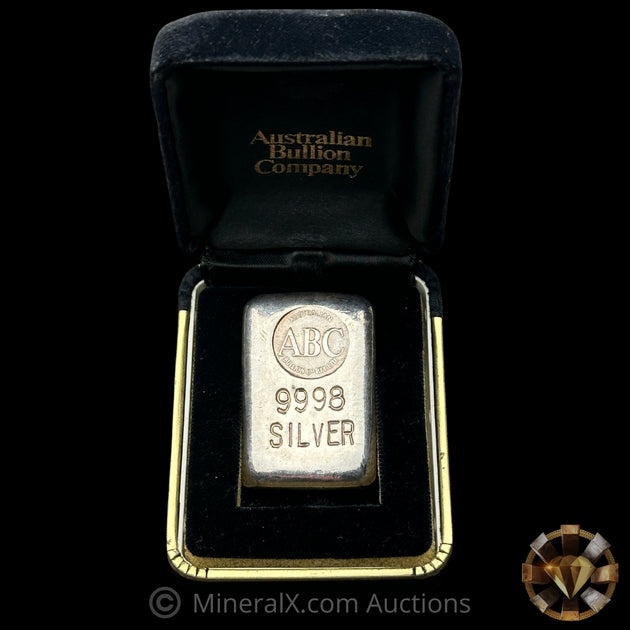 77.6g ABC Australian Bullion Company "A" Vintage Silver Bar With Origi ...