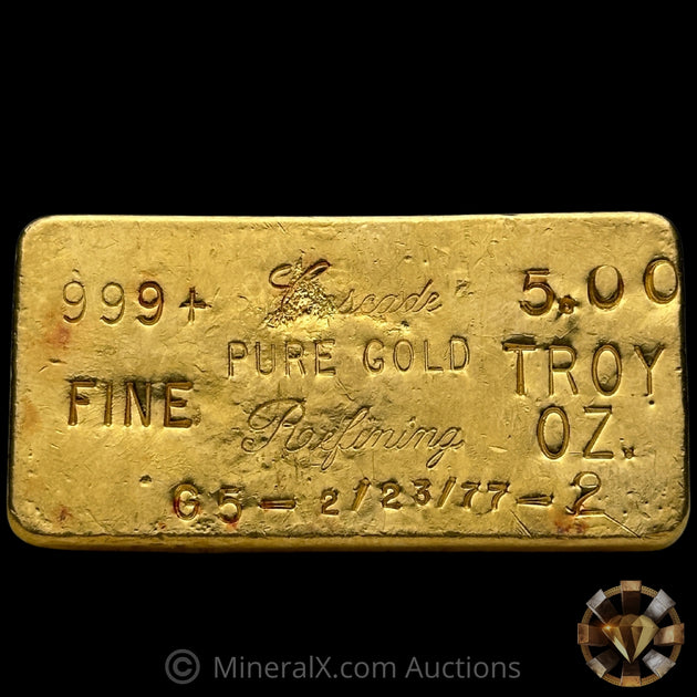 5oz 1977 Cascade Refining "Pure Gold" Vintage Gold Bar – MineralX
