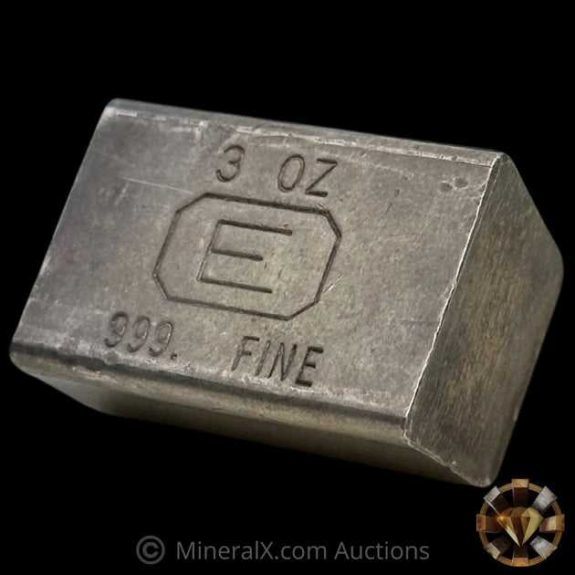 3oz Engelhard E Logo Industrial Extruded Vintage Silver Bar – MineralX