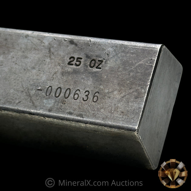 25oz Engelhard E Logo Industrial Extruded Vintage Silver Bar – MineralX
