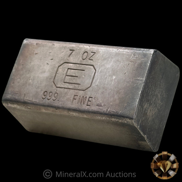 7oz Engelhard E Logo Industrial Extruded Vintage Silver Bar – MineralX