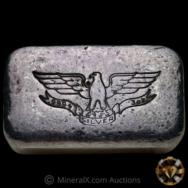 3oz W H Foster Vintage Silver Bar With Rare Full Deak Counterstamp ...
