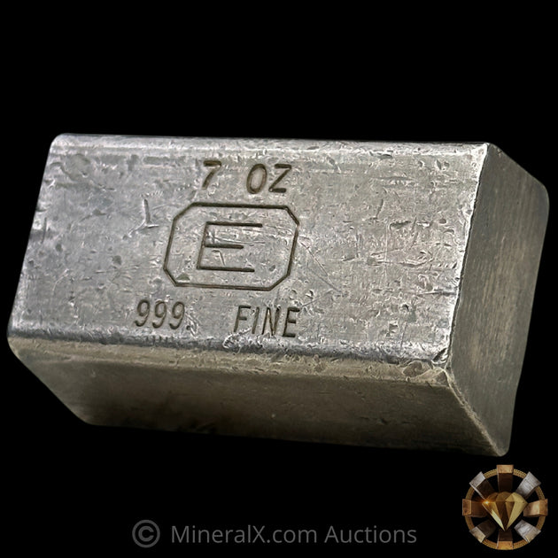 7oz Engelhard E Logo Industrial Extruded Vintage Silver Bar – MineralX