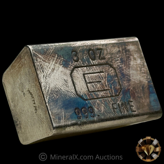3oz Engelhard E Logo Industrial Extruded Vintage Silver Bar – MineralX