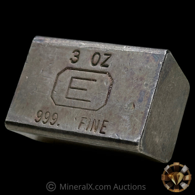 3oz Engelhard E Logo Industrial Extruded Vintage Silver Bar – MineralX