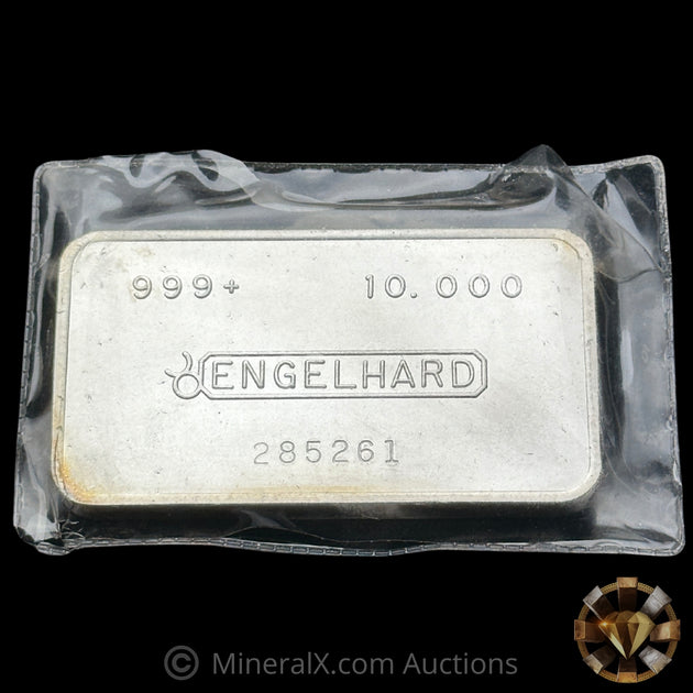 10oz Engelhard Bull Logo No Dot Variety Vintage Silver Bar – MineralX