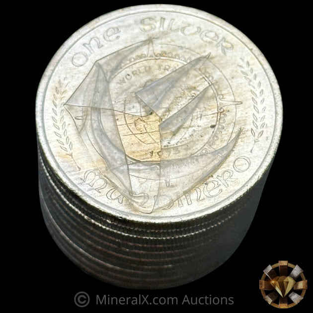 x10 1oz 1973 One Silver Mundinero World Trade Vintage Silver Coin Lot ...