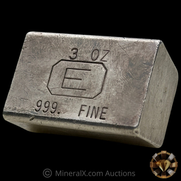 3oz Engelhard E Logo Industrial Extruded Vintage Silver Bar With Low S ...