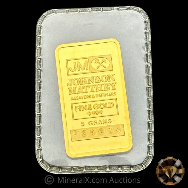 5g Johnson Matthey JM Vintage Gold Bar In Seal – MineralX