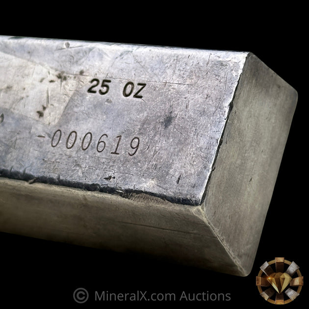 25oz Engelhard E Logo Industrial Extruded Vintage Silver Bar – MineralX