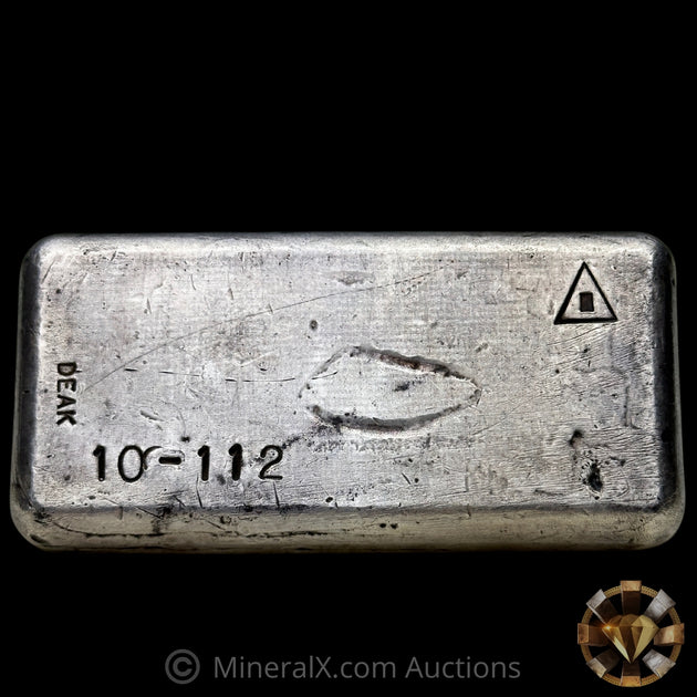 10oz W H Foster Vintage Silver Bar with Rare Full Deak Star Triangle a ...