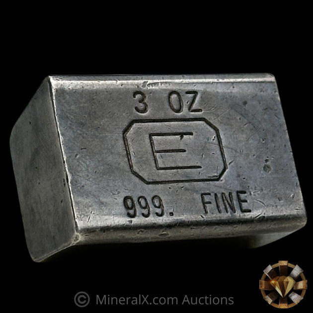 3oz Engelhard E Logo Industrial Extruded Vintage Silver Bar With 1969 ...