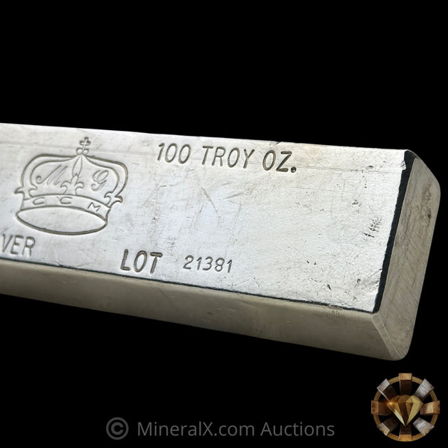 100oz Crown Mint Vintage Silver Bar With DGSE Counterstamp – MineralX