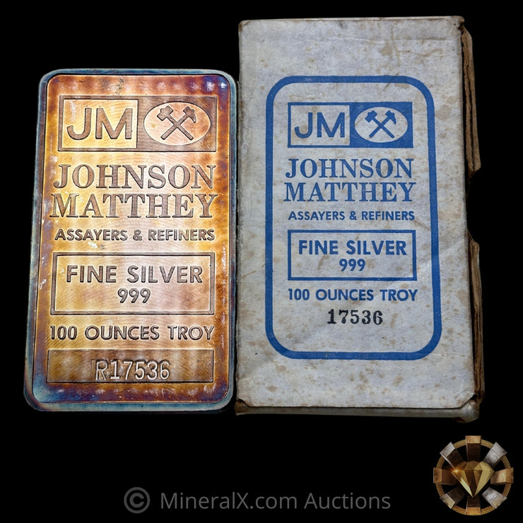 100oz JM Johnson Matthey Vintage Pressed Bar Mint With Original Number ...