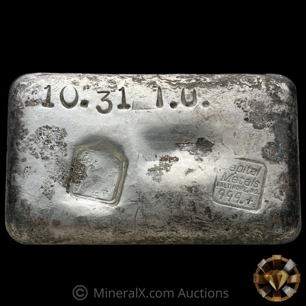 10.31oz Capital Metals Baltimore MD Vintage Silver Bar With Unique Dou ...