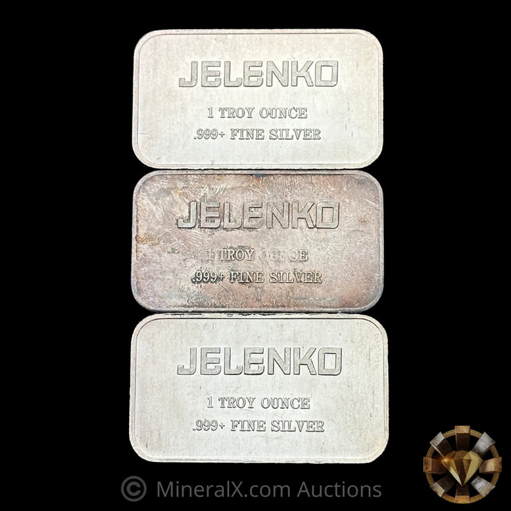 x3 1oz Jelenko Vintage Silver Bar Lot – MineralX